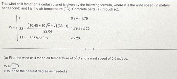 The wind chill factor on a certain planet is given by | Chegg.com
