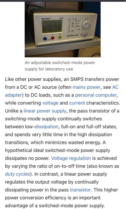 Solved Description Design SMPS, Switch Mode Power Supply | Chegg.com