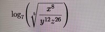 Solved log7(x8y12z265) | Chegg.com