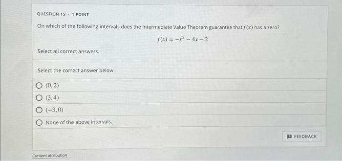 Solved On which of the following intervals does the | Chegg.com