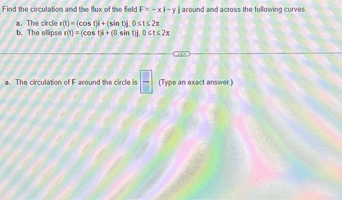Solved Find the circulation and the flux of the field | Chegg.com