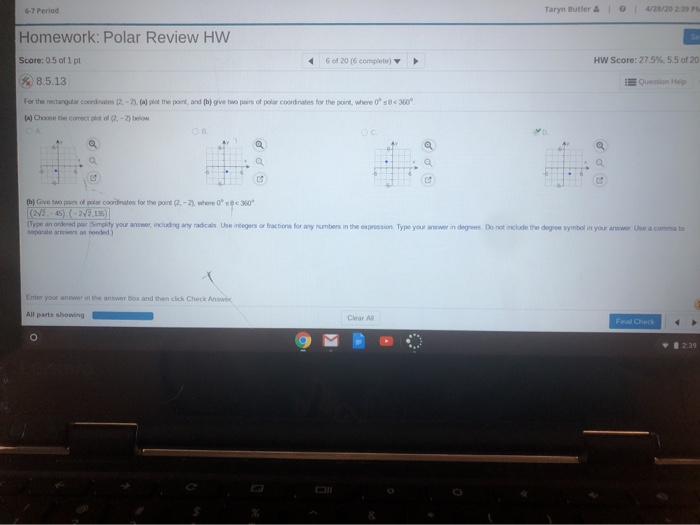 Solved - Period Taryn Butler & 0 2120 21 Homework: Polar | Chegg.com