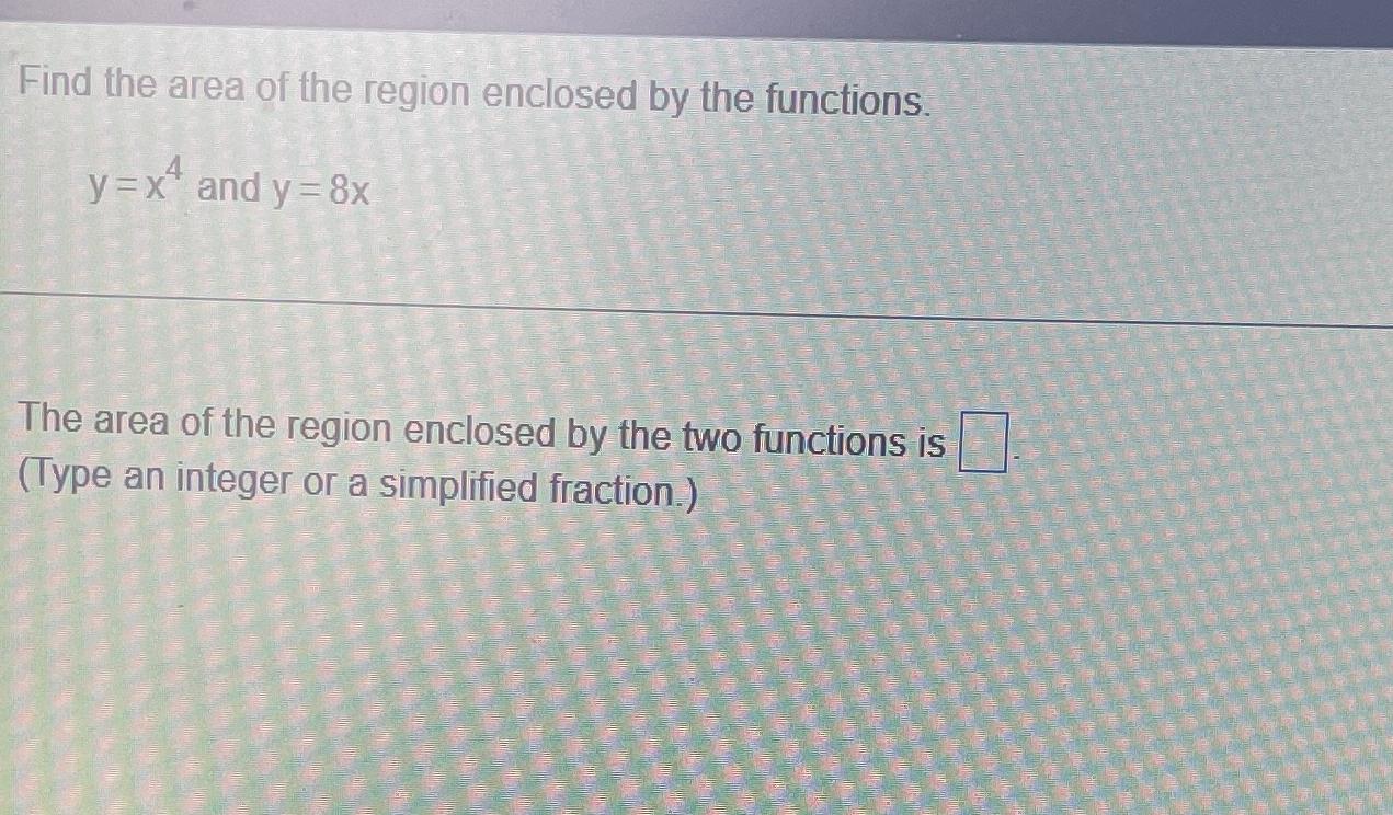Solved Find the area of the region enclosed by the | Chegg.com