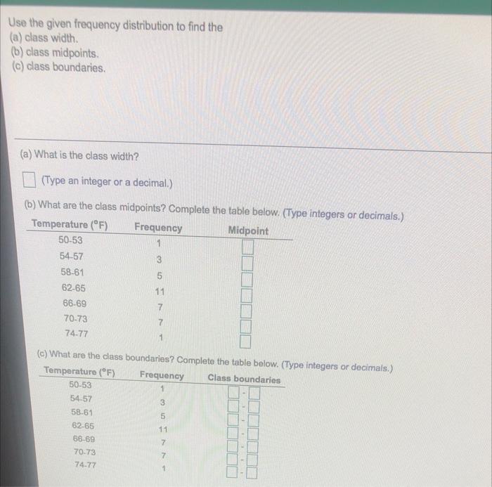 Solved Use the given frequency distribution to find the (a) | Chegg.com