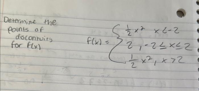 Solved Determine the points of discontuity 21x2,x>2f(x)={2 | Chegg.com