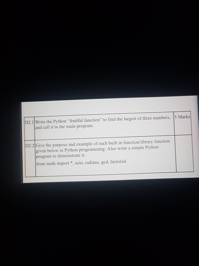 Solved D2.1 Write the Python "fruitful function” to find the | Chegg.com