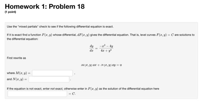 Solved Homework 1: Problem 18 (1 point) Use the "mixed | Chegg.com