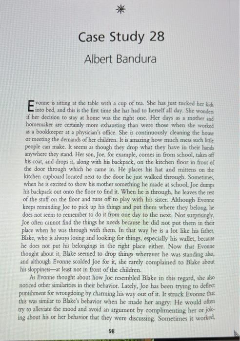 Solved 米 Case Study 28 Albert Bandura E vonne is sitting at | Chegg.com
