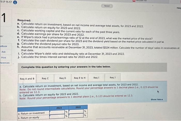 Solved Problem 11-17 (Algo) Ratio analysis-comprehensive | Chegg.com