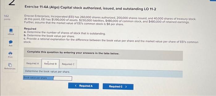 Solved Exercise 11-4A (Algo) Capital stock authorized, | Chegg.com