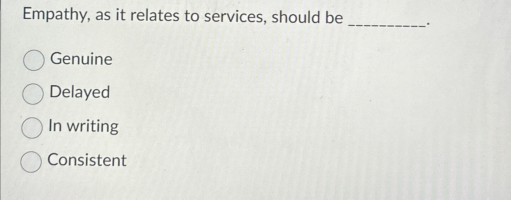 Solved Empathy, as it relates to services, should | Chegg.com