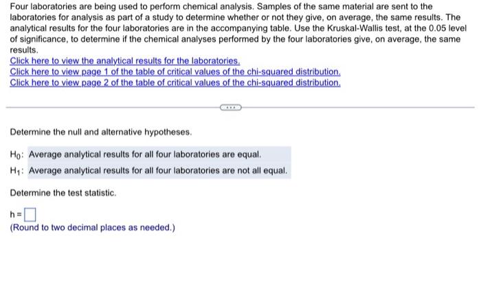 Solved Four laboratories are being used to perform chemical | Chegg.com