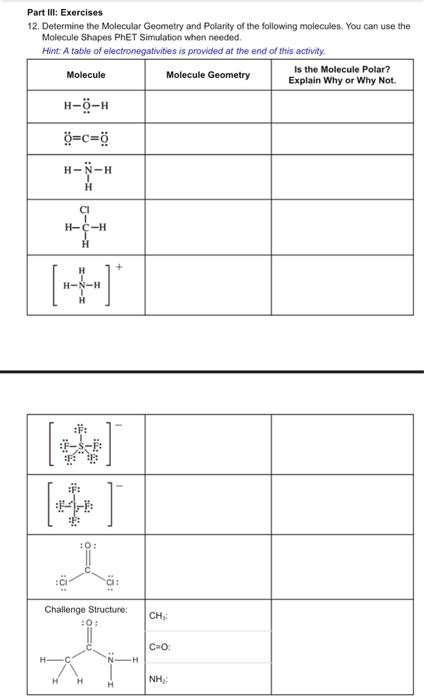 Solved Part II: Exercises 12. Determine the Molecular | Chegg.com