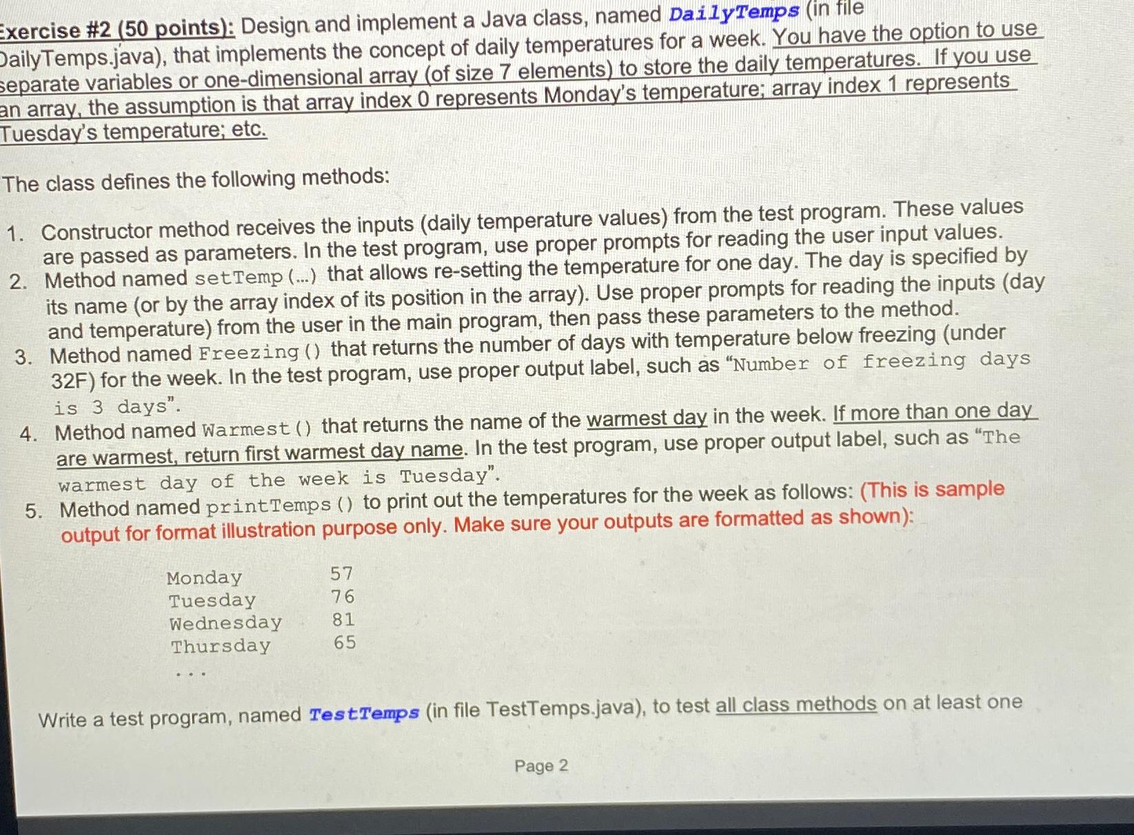 Solved xercise #2 (50 ﻿points): Design and implement a Java | Chegg.com
