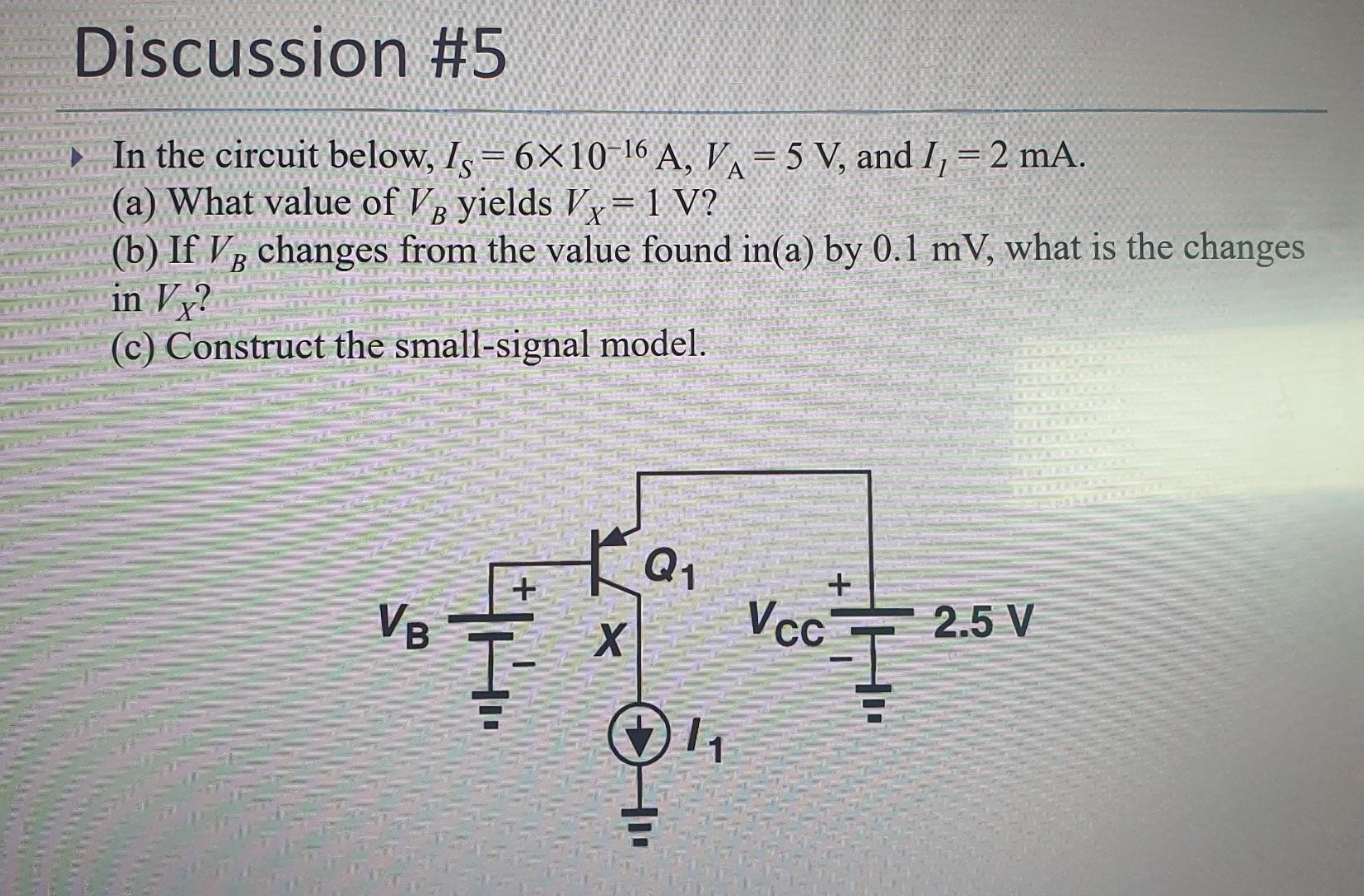 Solved In the circuit below, IS=6×10−16 A,VA=5 V, and I1=2 | Chegg.com