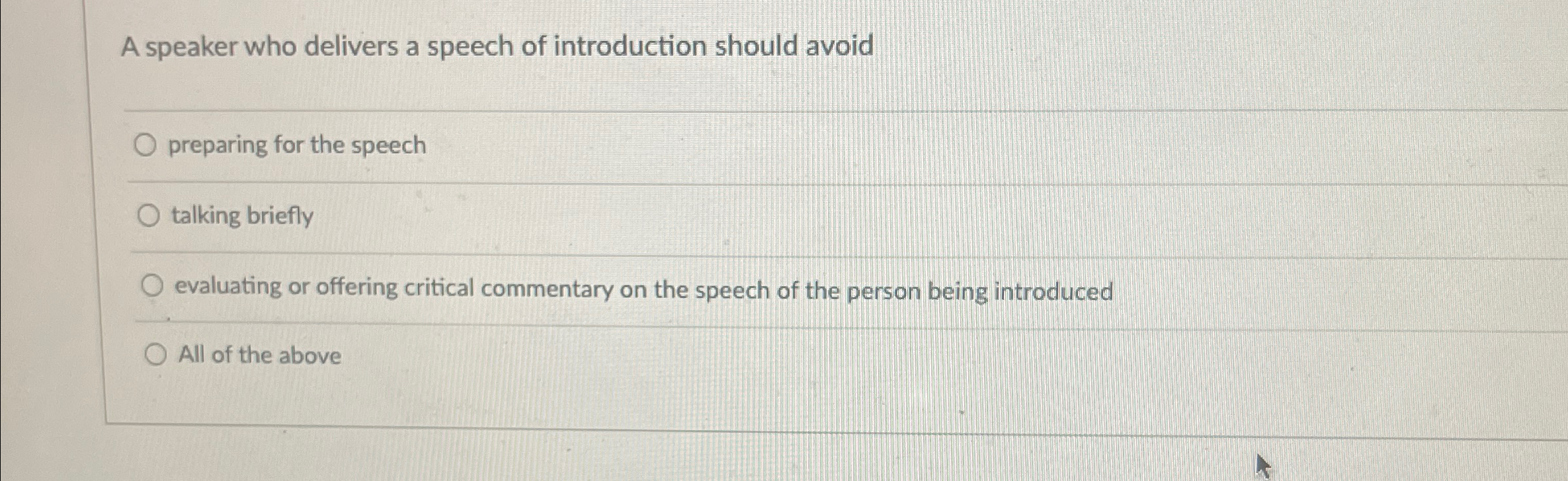 Solved A speaker who delivers a speech of introduction | Chegg.com