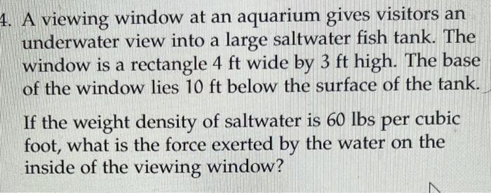 Solved A viewing window at an aquarium gives visitors an | Chegg.com