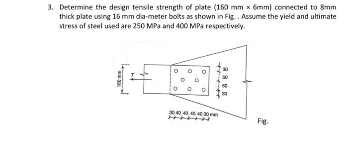 Solved 3. Determine the design tensile strength of plate | Chegg.com