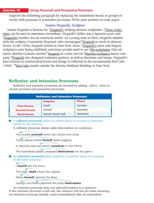Exercise 16 Using Personal and Possessive Pronouns | Chegg.com