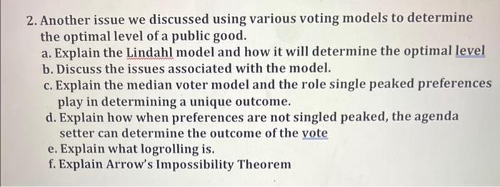 2. Another issue we discussed using various voting | Chegg.com