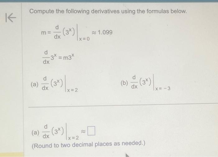 Solved Compute the following derivatives using the formulas | Chegg.com