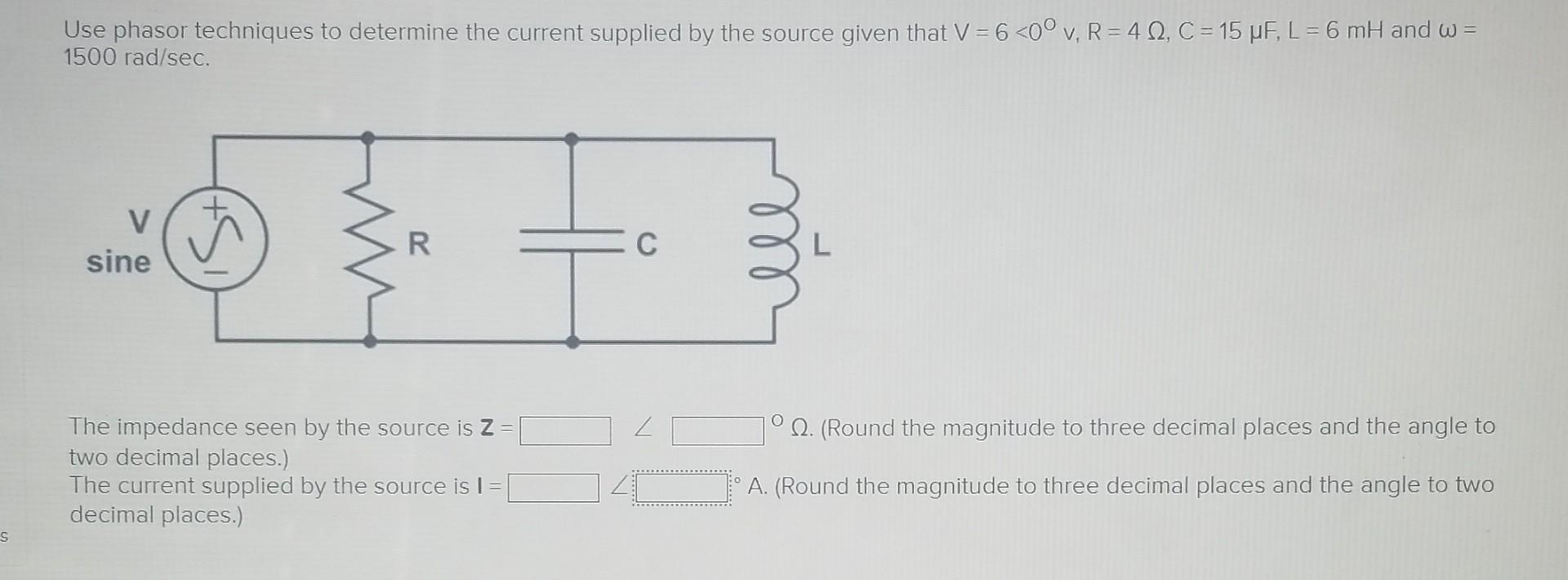 Solved S Use phasor techniques to determine the current | Chegg.com