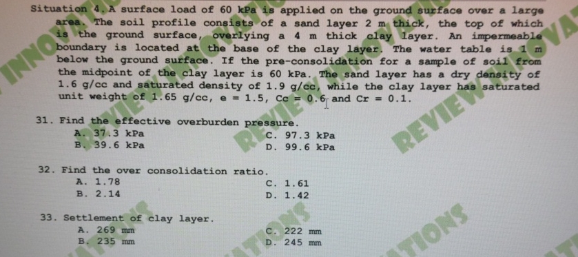 Solved Situation 4, ﻿A surface load of 60kPa is applied on | Chegg.com