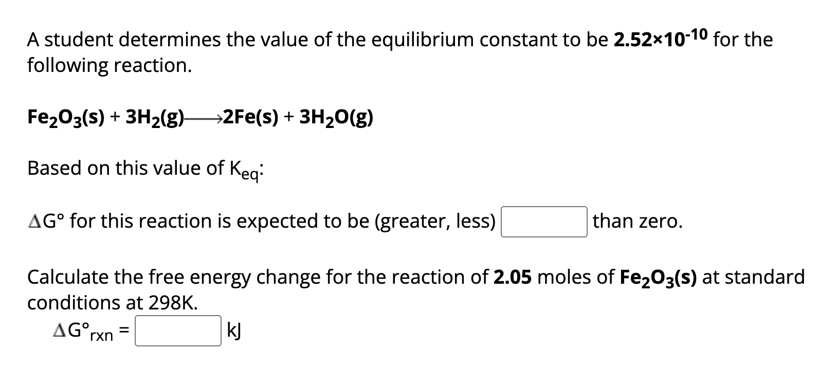 A student determines the value of the equilibrium | Chegg.com