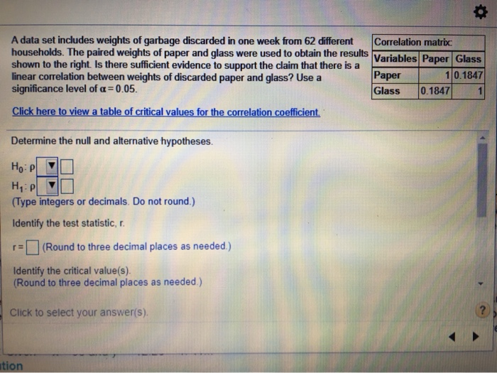 Solved A data set includes weights of garbage discarded in | Chegg.com