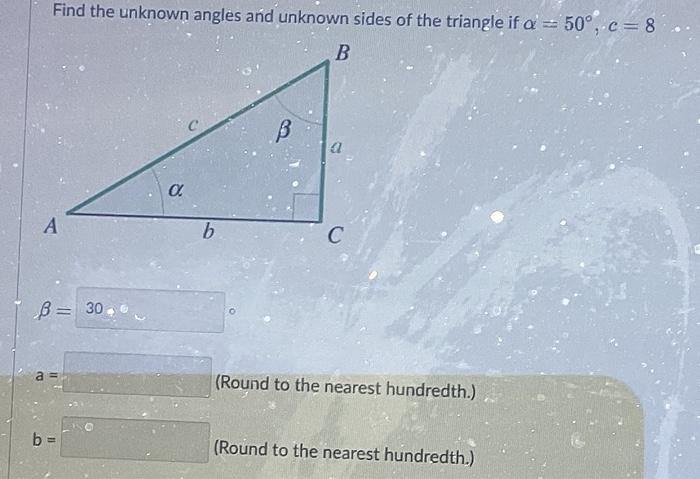 Solved Find the unknown angles and unknown sides of the | Chegg.com