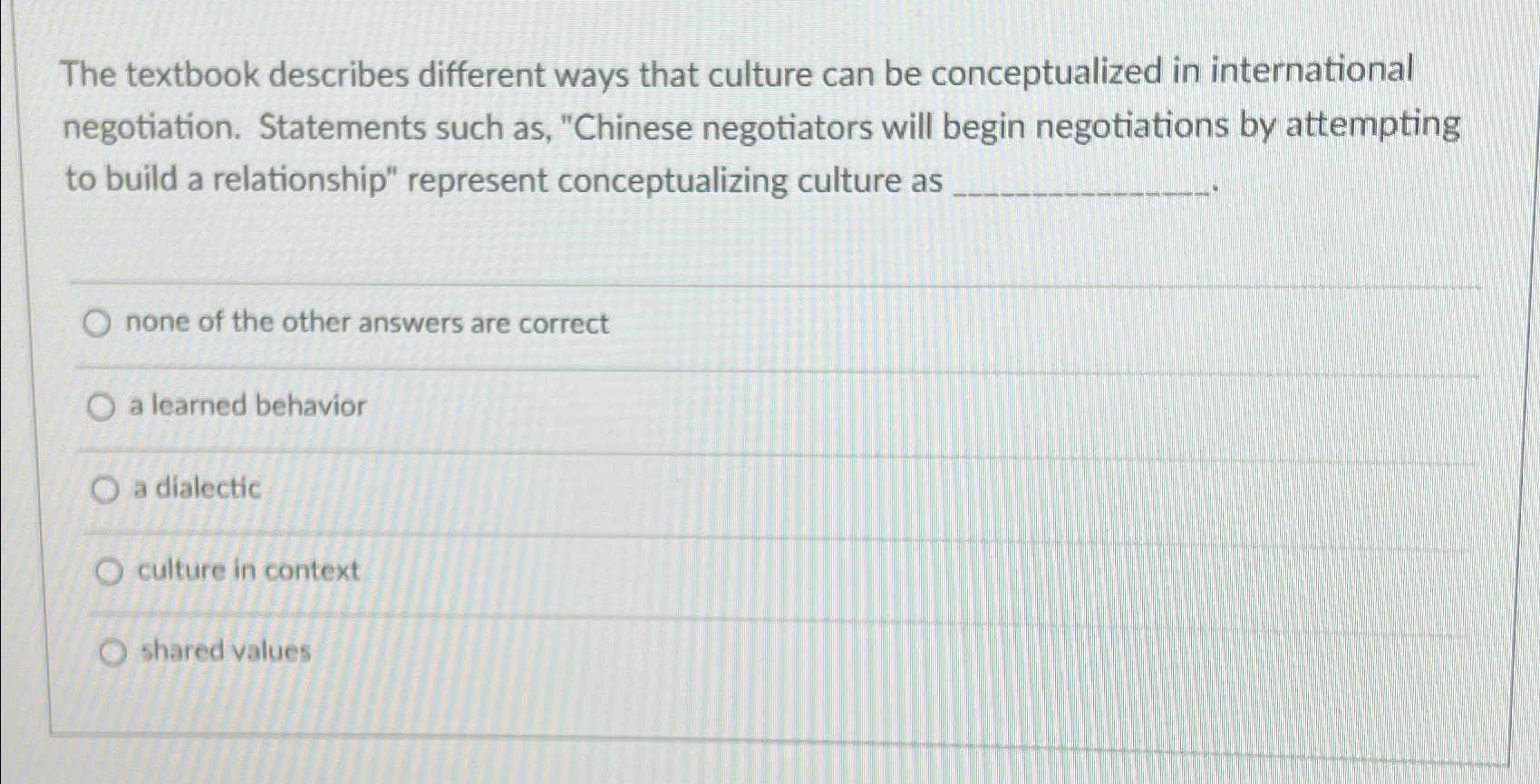 Solved The textbook describes different ways that culture | Chegg.com