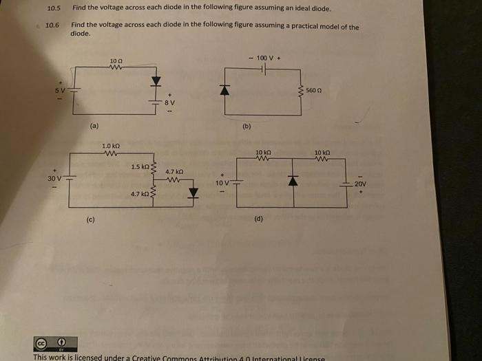 Solved 10.5 Find the voltage across each diode in the | Chegg.com
