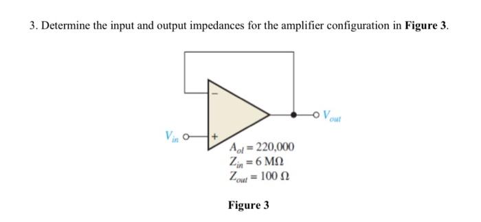 Solved 3. Determine the input and output impedances for the | Chegg.com