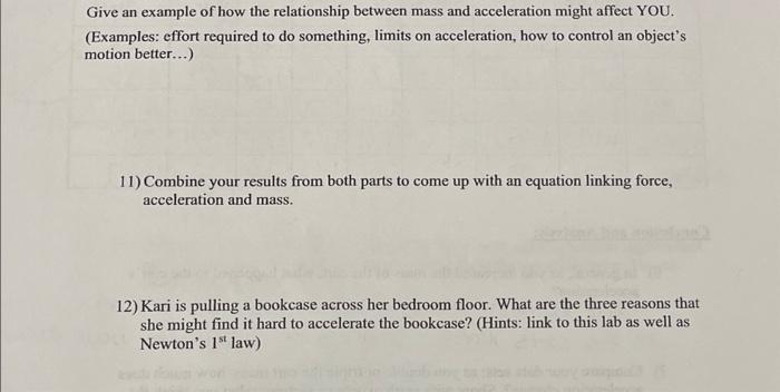 Solved Give an example of how the relationship between mass | Chegg.com