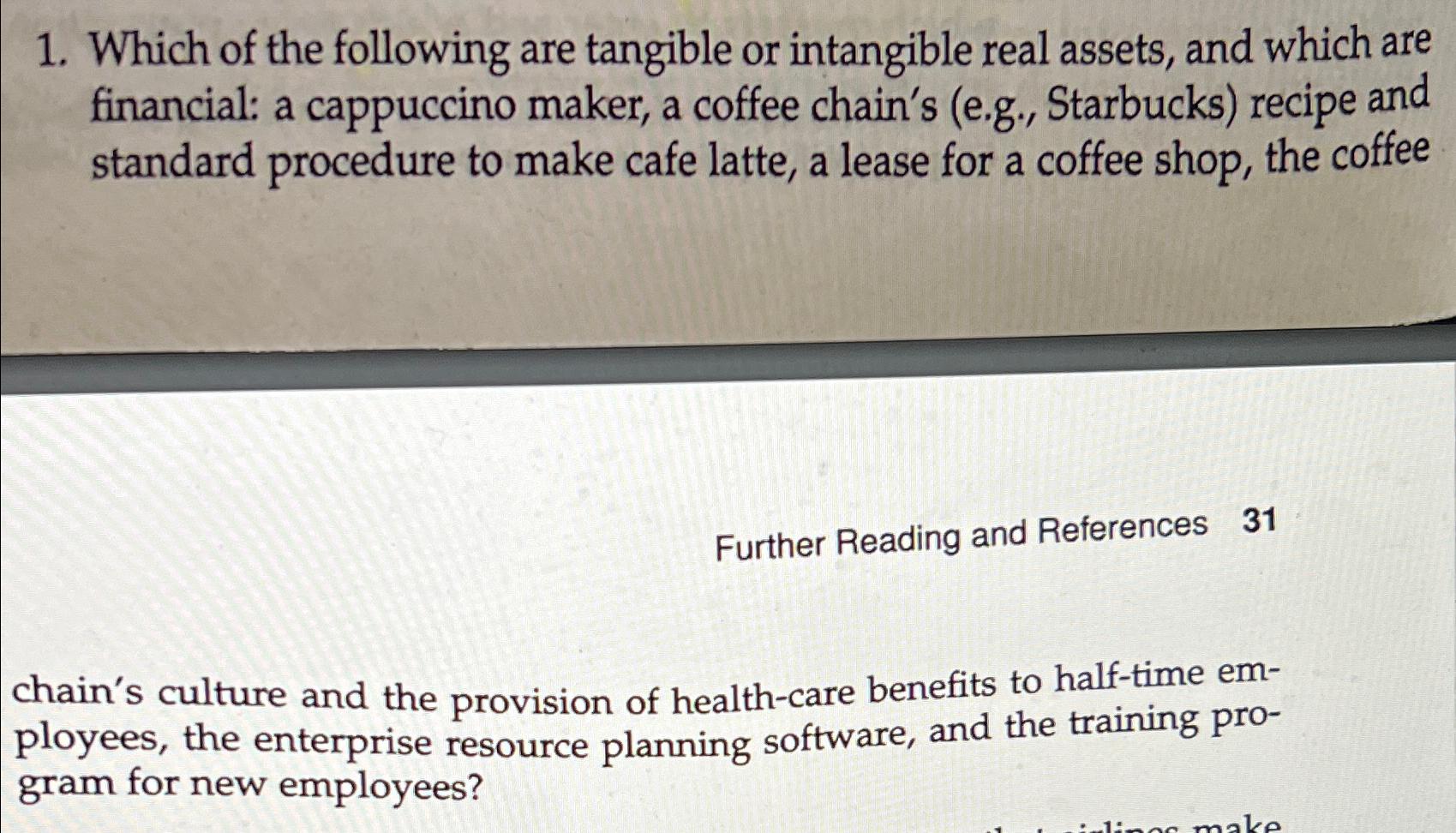 Solved Which of the following are tangible or intangible | Chegg.com