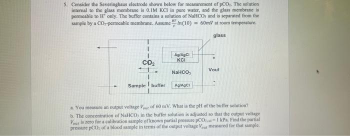 Solved 5. Consider the Severinghaus electrode shown below | Chegg.com
