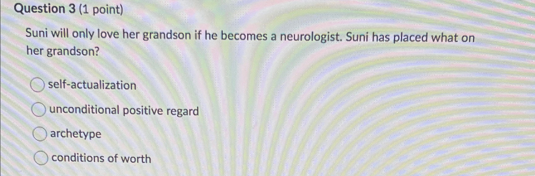 Solved Question 3 (1 ﻿point)Suni will only love her grandson | Chegg.com