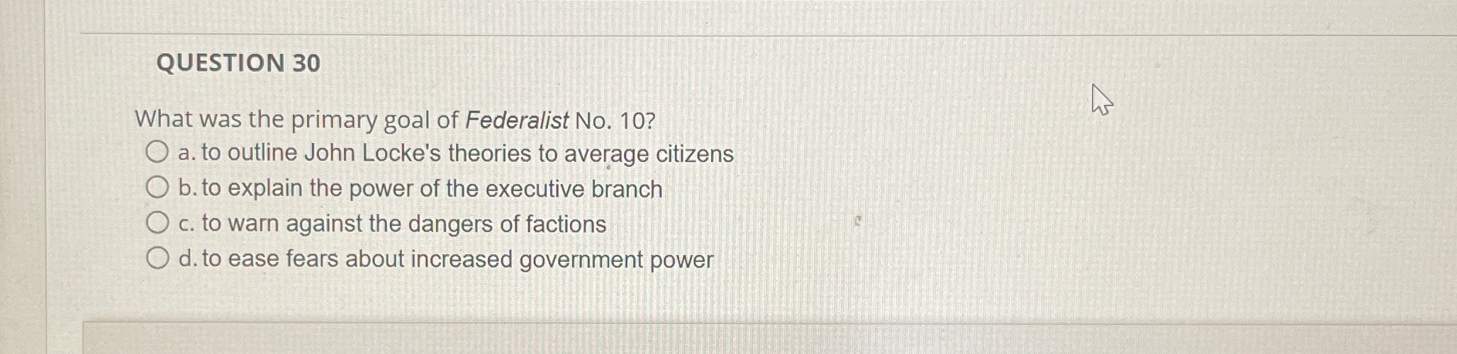 Solved QUESTION 30What was the primary goal of Federalist | Chegg.com Solved QUESTION 30What was the primary goal of Federalist | Chegg.com