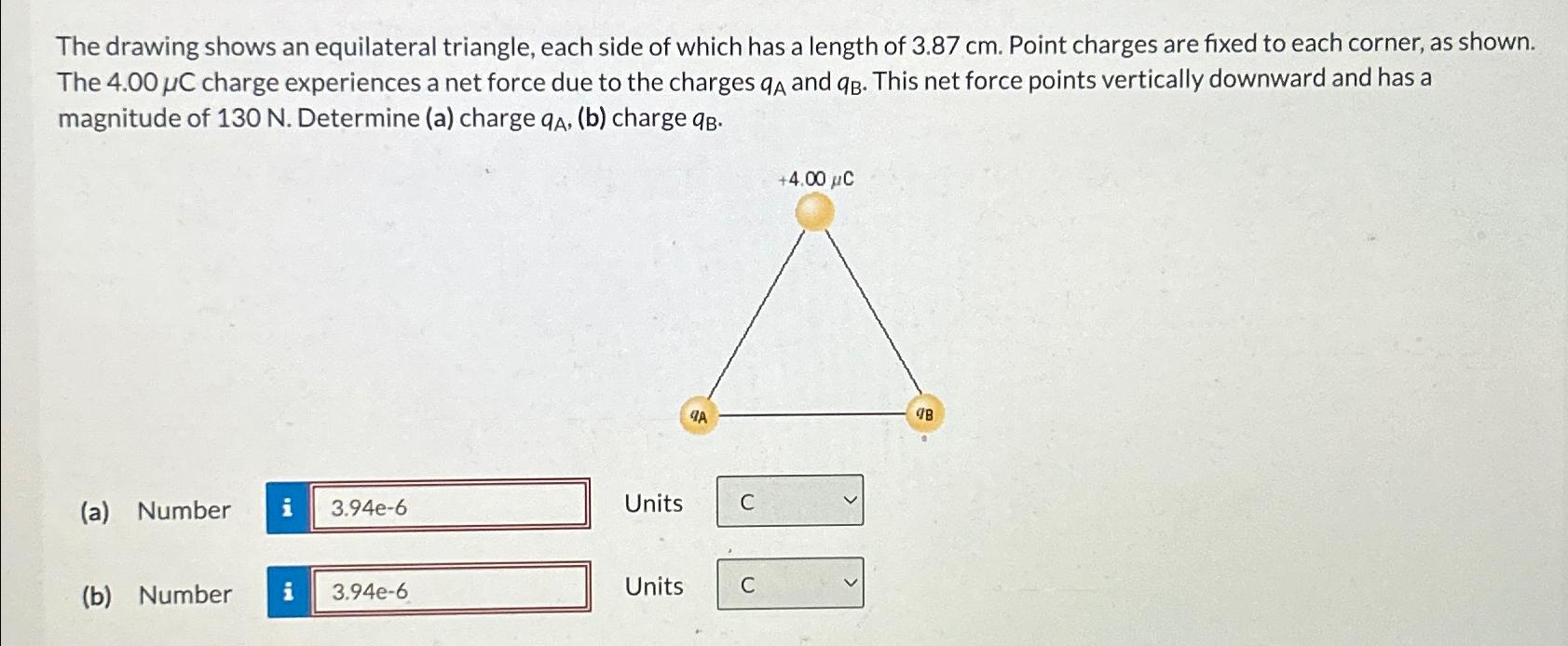 Solved The drawing shows an equilateral triangle, each side | Chegg.com
