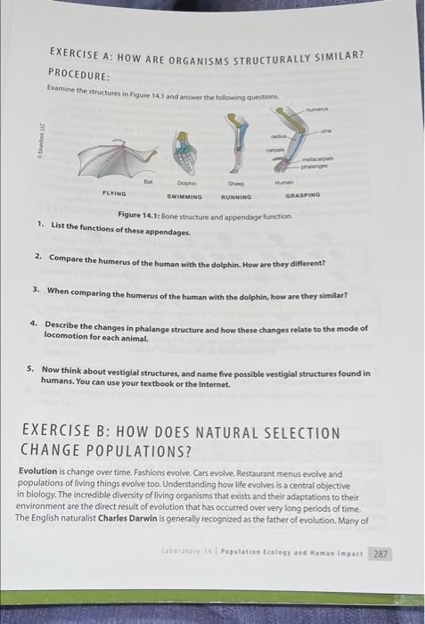 Solved EXERCISE A: HOW ARE ORGANISMS STRUCTURALLY SIMILAR? | Chegg.com