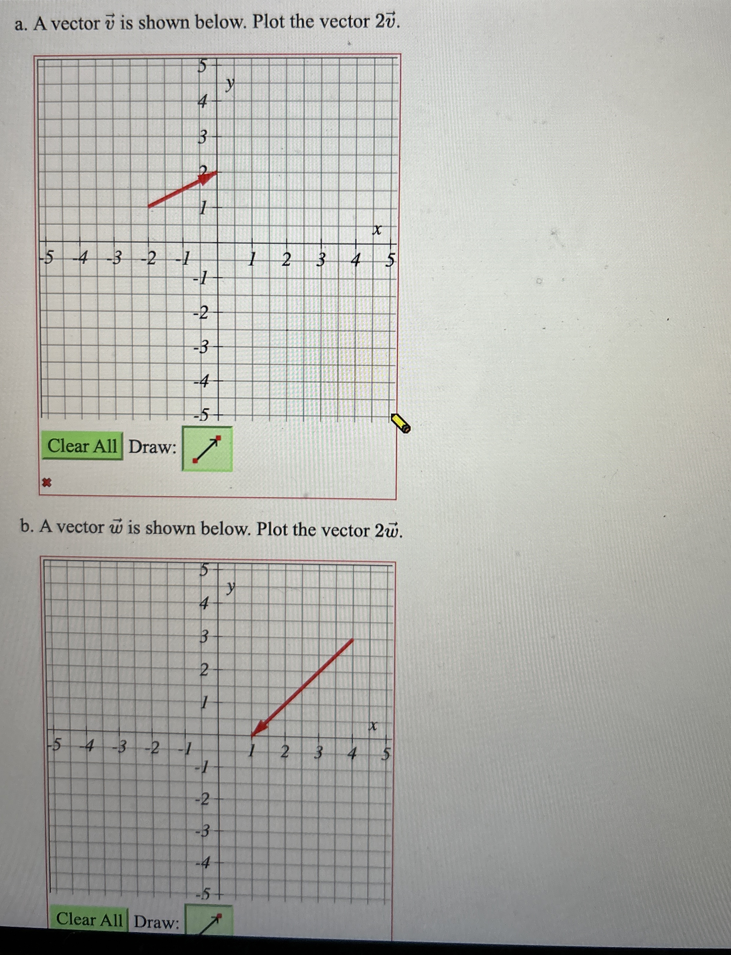 Solved a. ﻿A vector vec(v) ﻿is shown below. Plot the vector | Chegg.com
