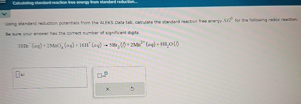Solved Calculating standard reaction free energy from | Chegg.com