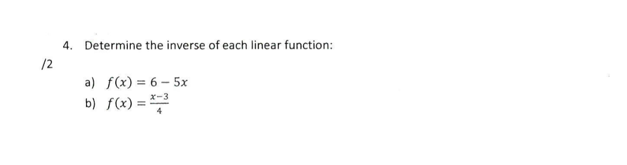 Solved Determine the inverse of each linear | Chegg.com