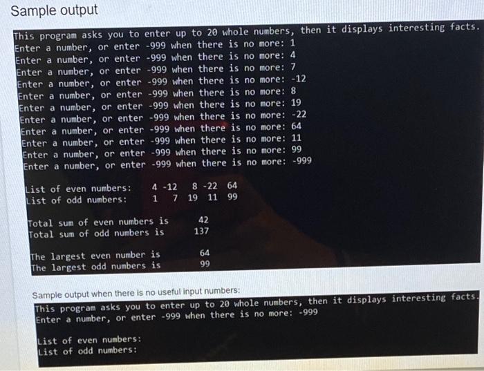 Solved Do not use function (beside main) and do not use | Chegg.com