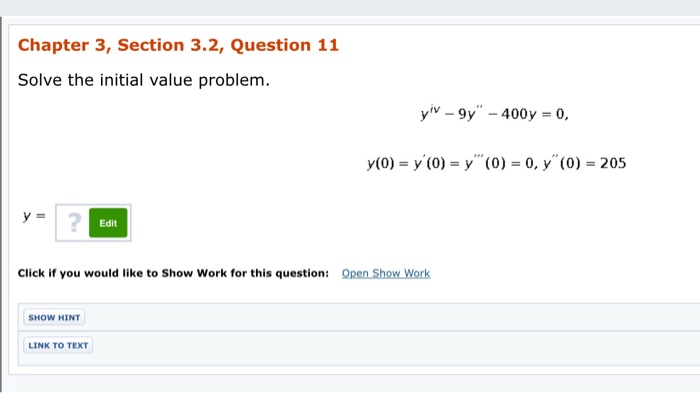 Solved Chapter 3, Section 3.2, Question 07 Solve the initial | Chegg.com