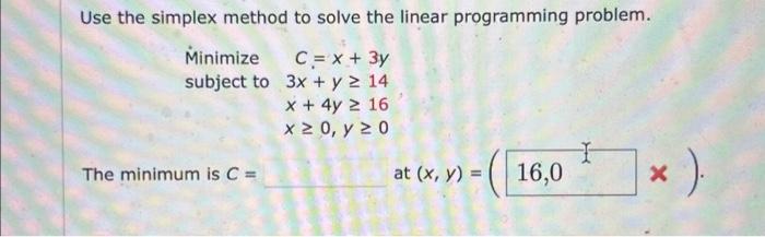 Solved Use the simplex method to solve the linear | Chegg.com