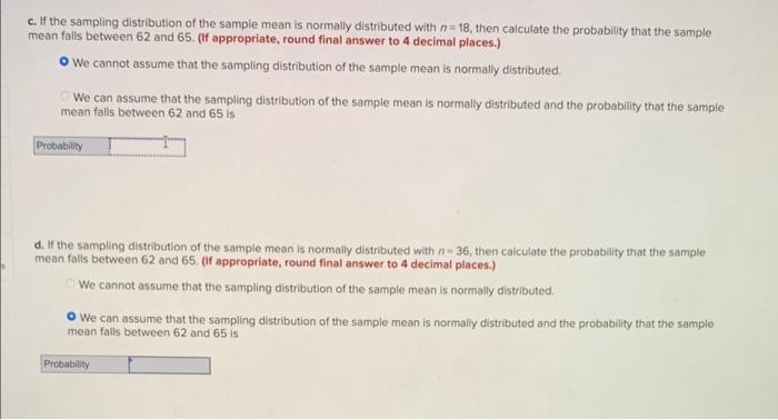 Solved c. If the sampling distribution of the sample mean is | Chegg.com
