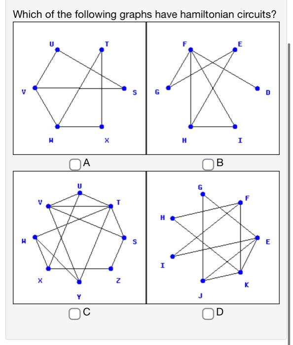 Solved Which of the following graphs have hamiltonian | Chegg.com