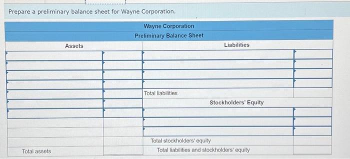 Solved Prepare a preliminary income statement for Wayne | Chegg.com