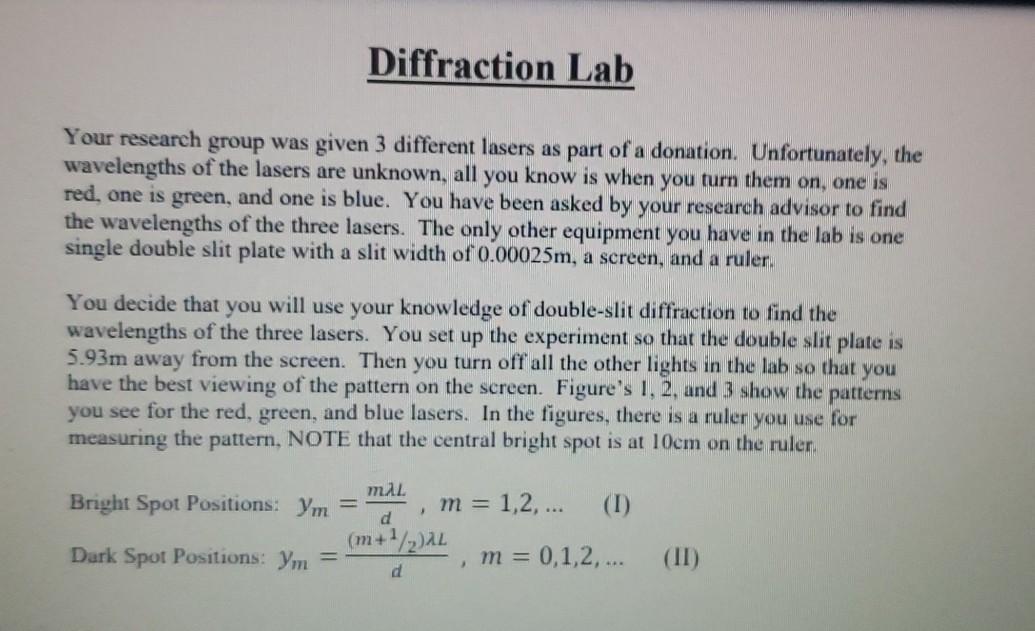 Solved Diffraction Lab Your research group was given 3 | Chegg.com